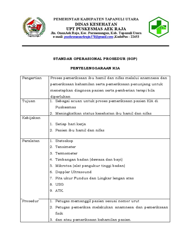 SOP KIA untuk Puskesmas | PDF