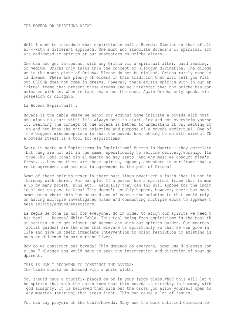 A Guide to Constructing and Honoring a Spiritual Altar (Boveda) | PDF ...