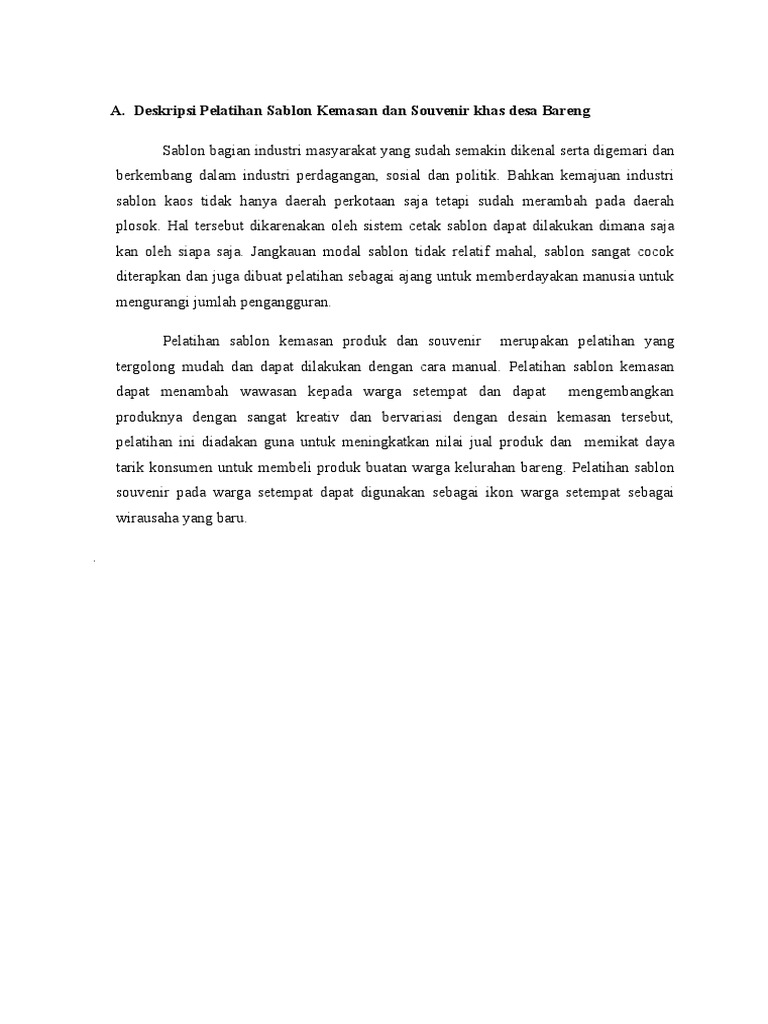 Deskripsi Pelatihan Sablon | PDF