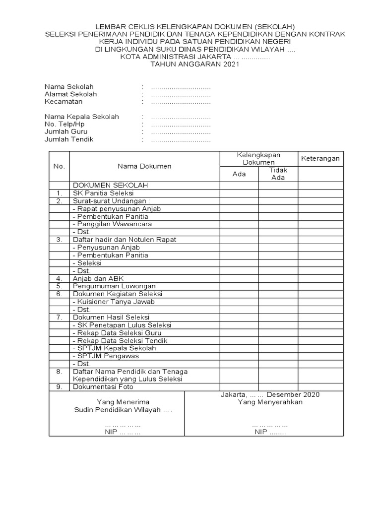 10 - Draft Ceklist Kelengkapan Dokumen | PDF