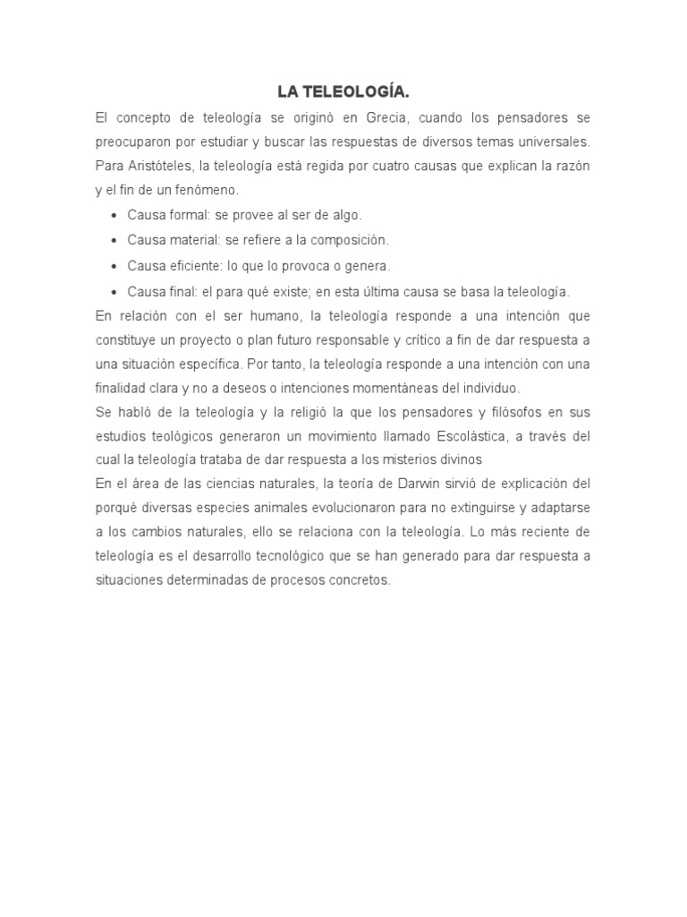La Teleología | PDF