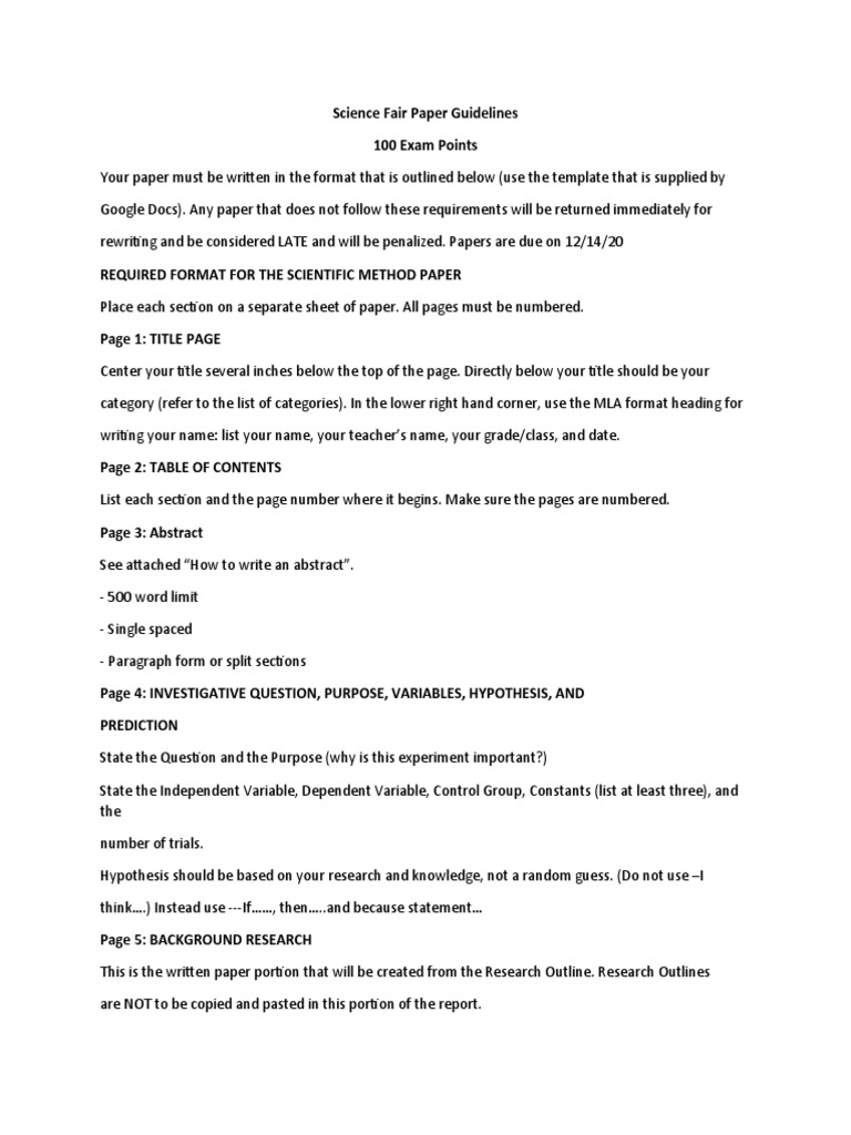 Science Fair Paper Guidelines | PDF | Experiment | Design