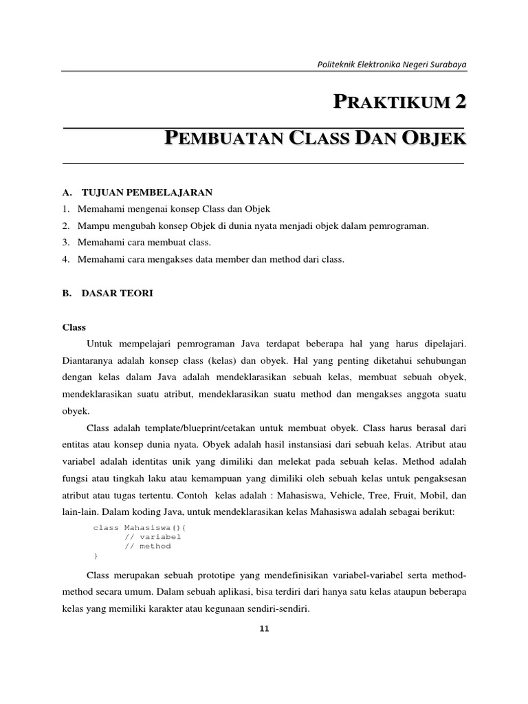 Praktikum 2 - Class | PDF | Metode & Bahan Ajar | Komputer