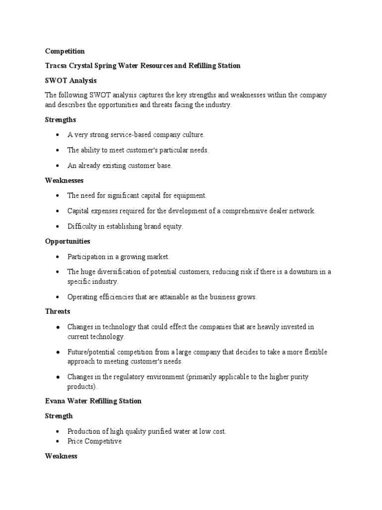 Competition Tracsa Crystal Spring Water Resources and Refilling Station ...