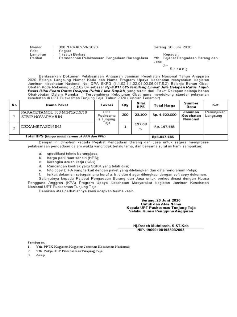 Surat Permohonan Ke Ulp. | PDF