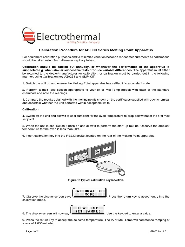 Calibration Cole Parmer Melting Point Apparatus | PDF | Melting Point | Calibration