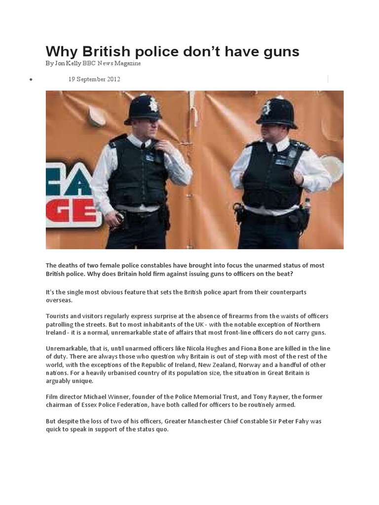 Why British Police Don't Have Guns: by Jon Kelly | PDF | Police | Law ...