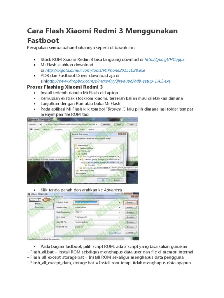 Cara Flash Xiaomi Redmi 3 Menggunakan Fastboot | PDF