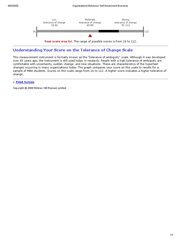 Tollerance of Change | PDF | Finance & Money Management