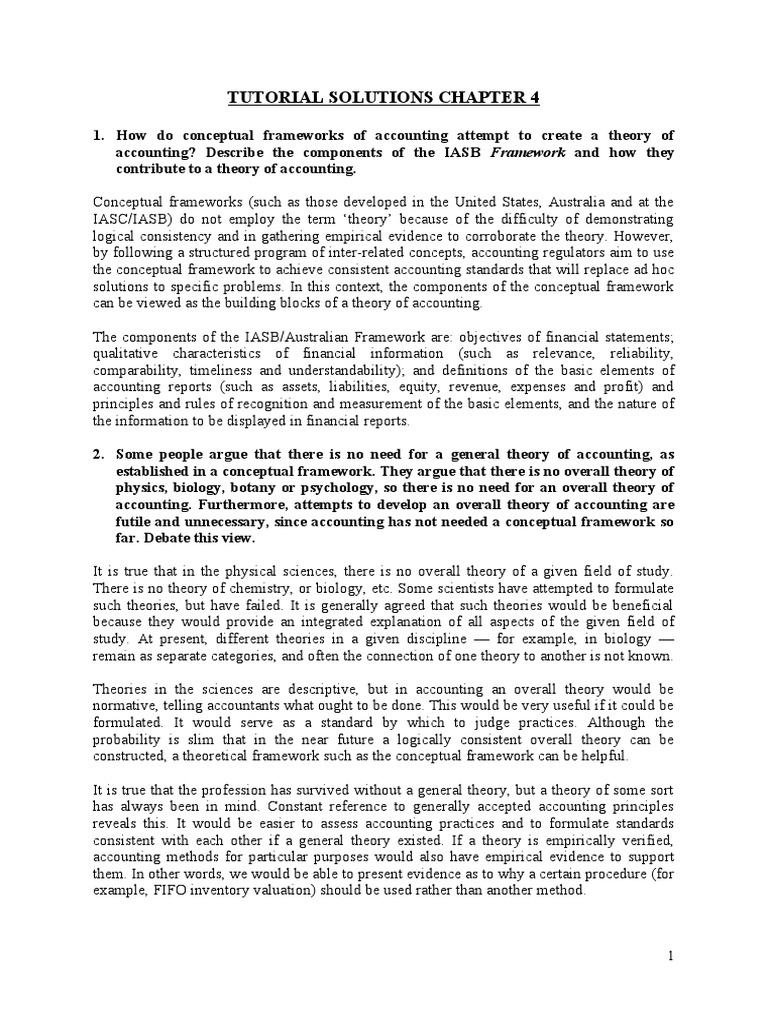 TUTORIAL SOLUTIONS (Week 2A) | PDF | Theory | Accounting