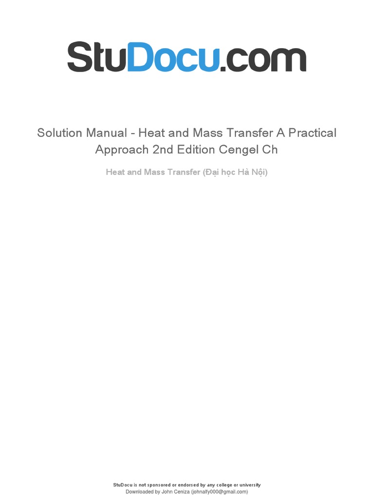 Solution Manual Heat and Mass Transfer A Practical Approach 2nd Edition ...
