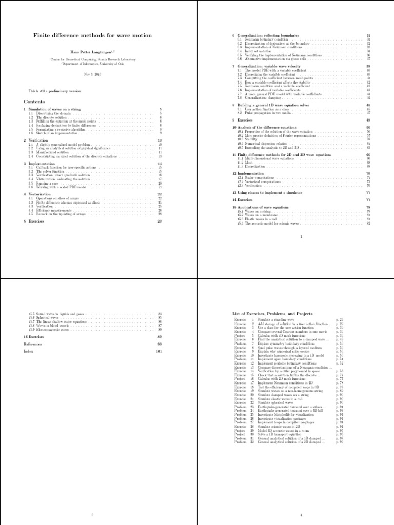 Finite Difference Methods For Wave Motion | PDF | Partial Differential Equation | Differential ...