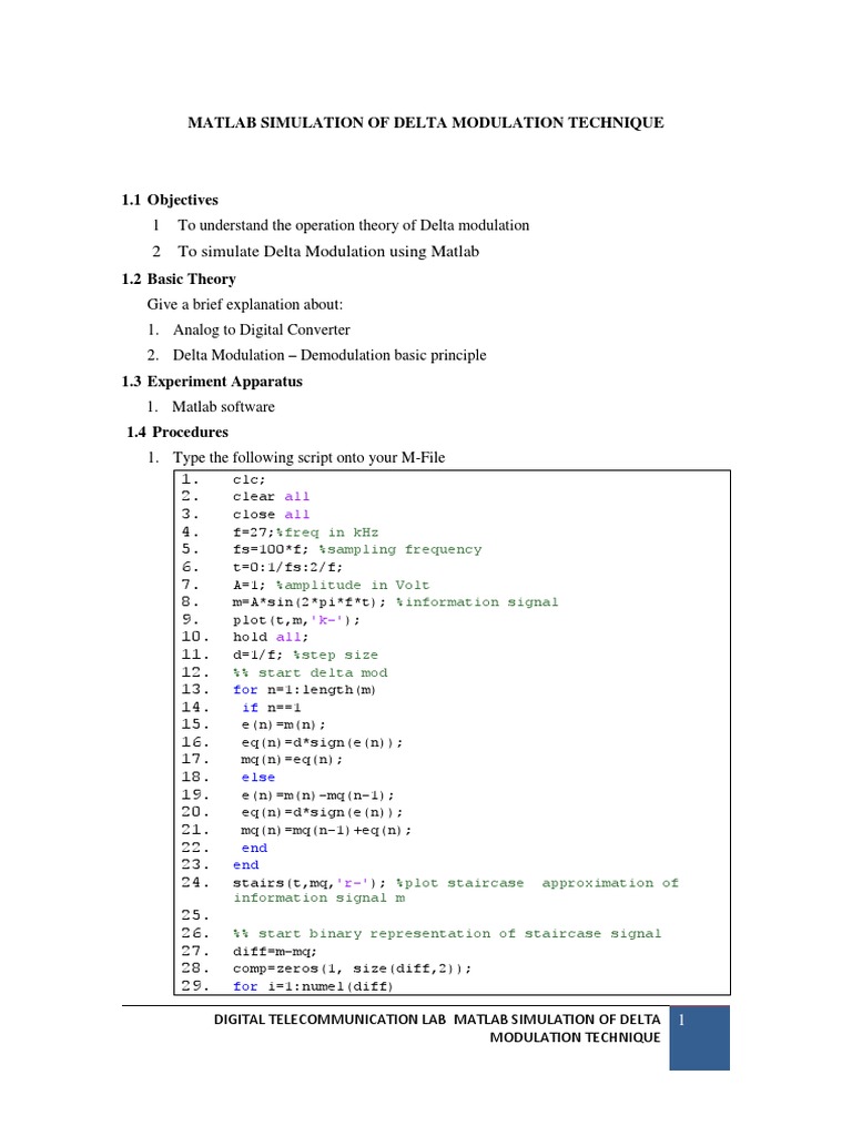 Matlab Simulation of Delta Mod | PDF | Modulation | Electronics