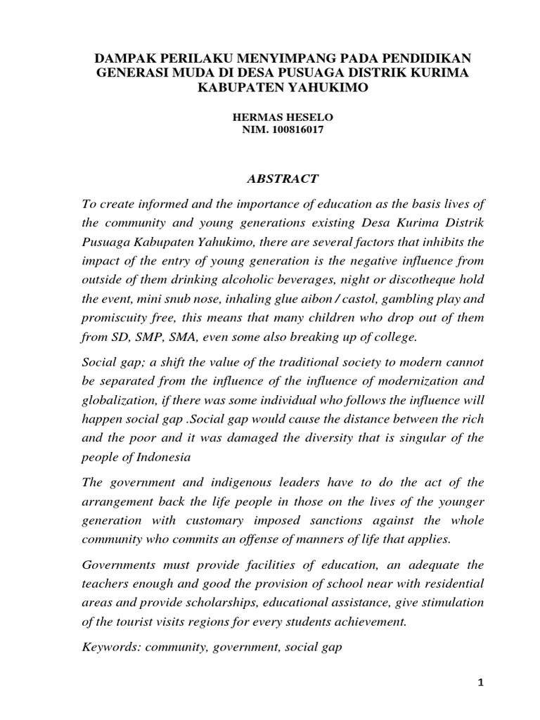 Dampak Perilaku Menyimpang Pada Pendidikan Generasi Muda Di Desa ...