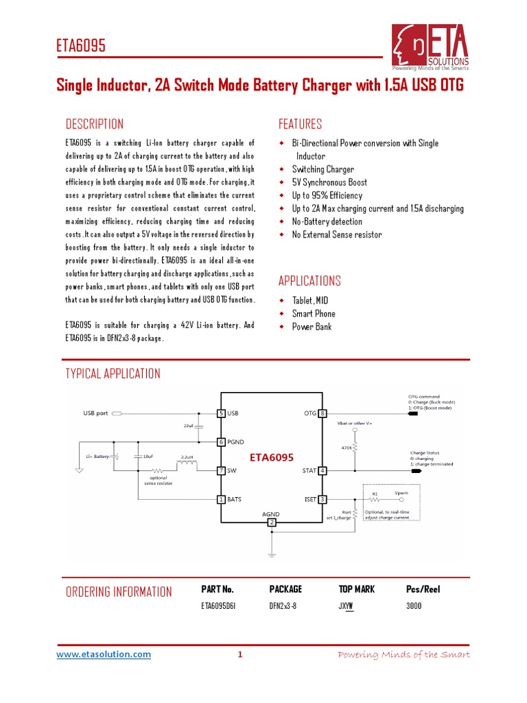 Single Inductor, 2A Switch Mode Battery Charger With 1.5A USB OTG | PDF