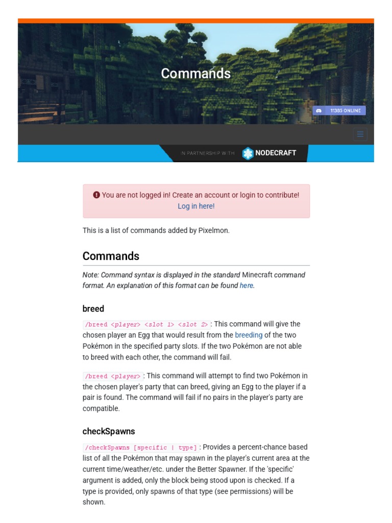 Pixelmon Commands | Pokémon | Video Games