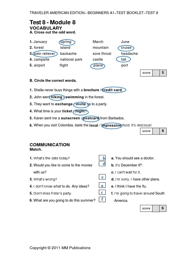 Test 8 - Module 8: Vocabulary | PDF