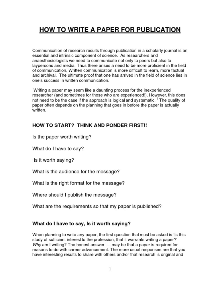 How - To - Write Paper For Publication | PDF