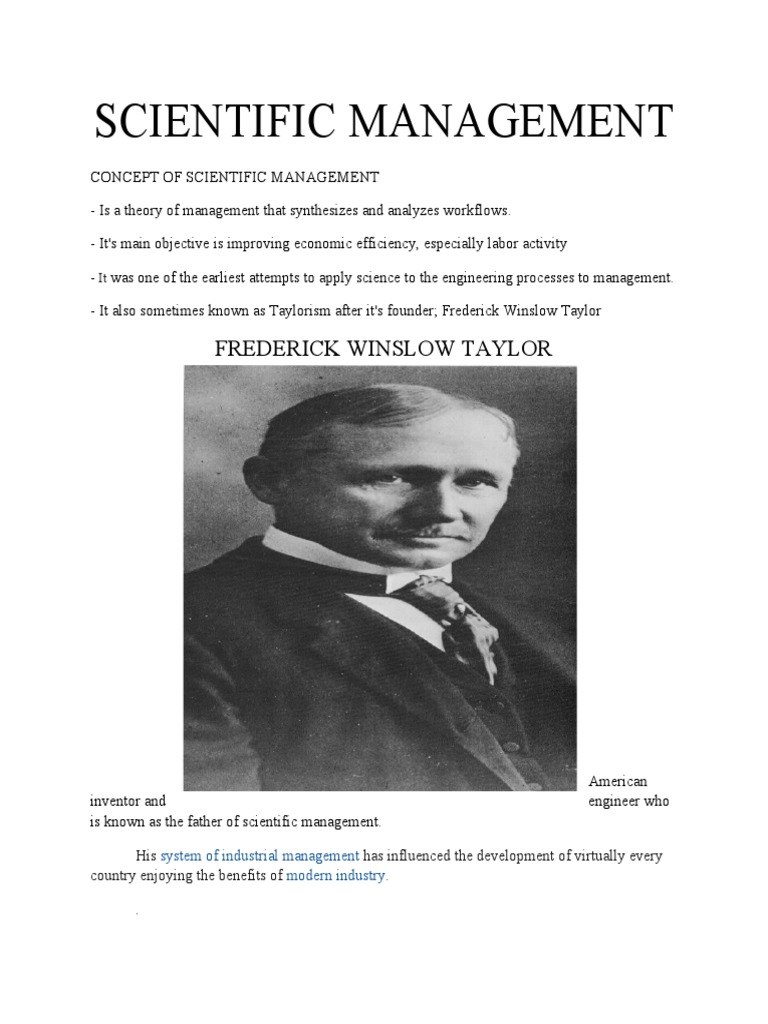 Scientific Management: Frederick Winslow Taylor | PDF | Employment | Labor