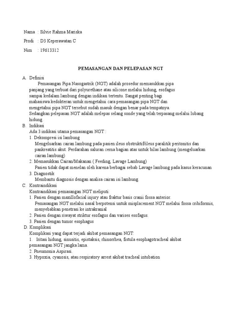 Pemasangan NGT | PDF
