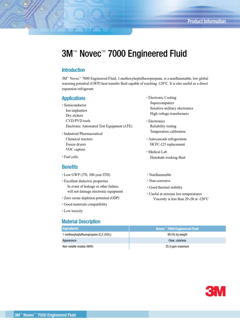 Data Sheet HFE-7000 Prod Spec | PDF | Viscosity | Density