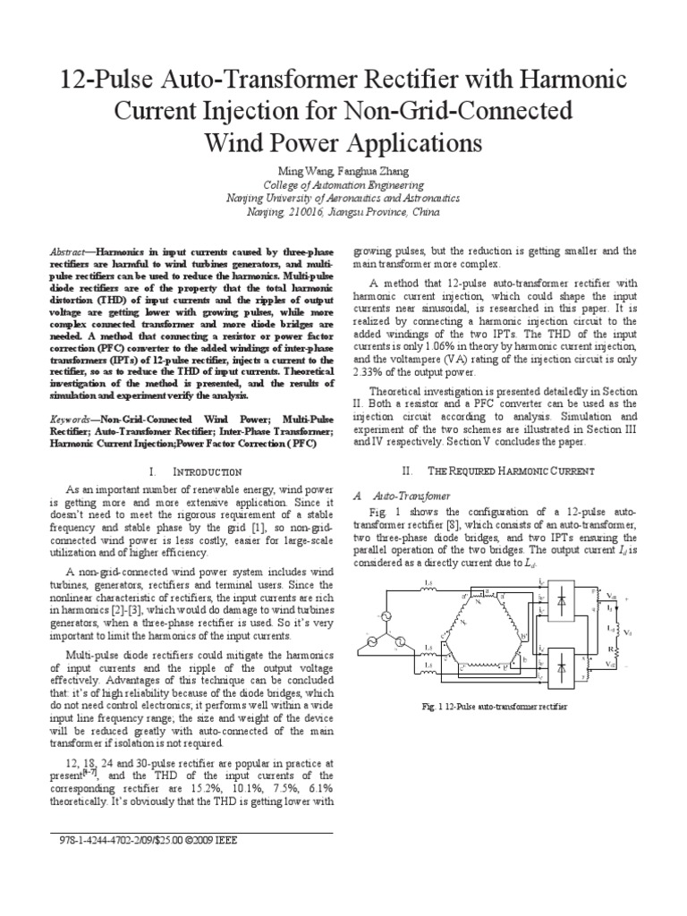 12-Pulse Auto-Transformer Rectifier With Harmonic | PDF | Rectifier ...