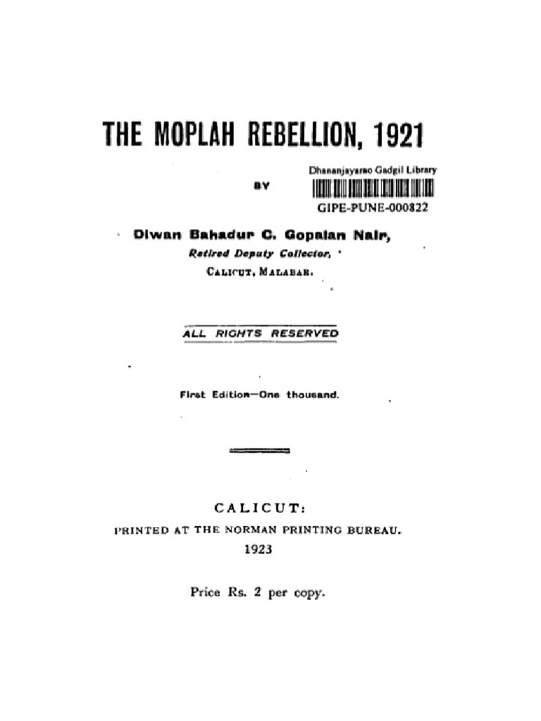 The Moplah Rebellion 1921 | PDF