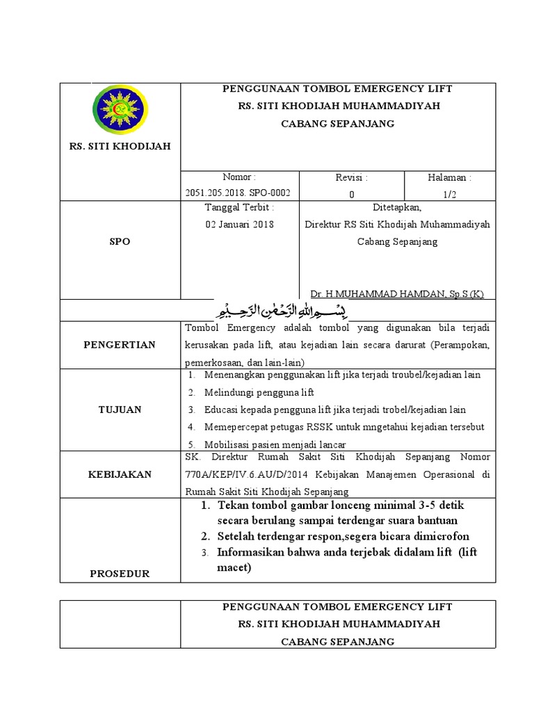 Panduan Penggunaan Tombol Darurat Lift | PDF