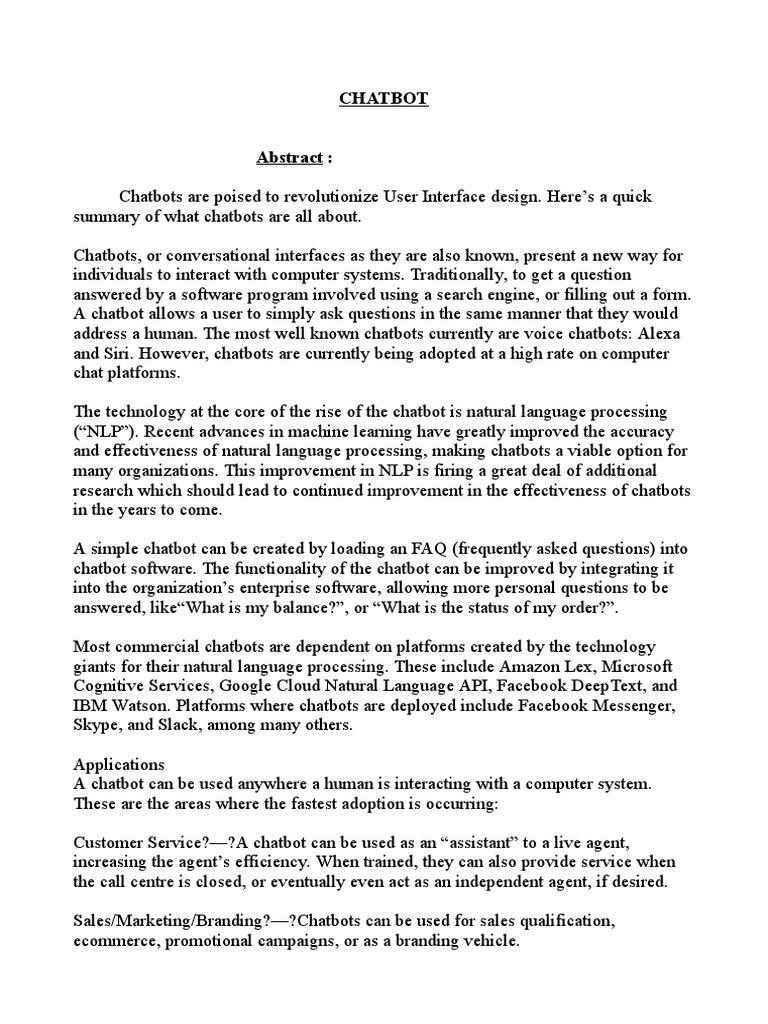 Chatbot | PDF | Computing | Computer Science