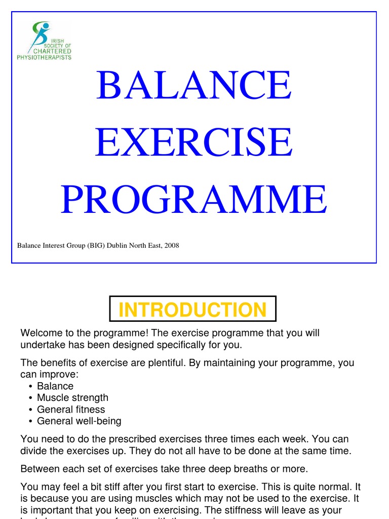Balance Exercise Programme: Balance Interest Group (BIG) Dublin North ...