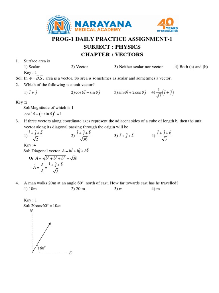 Prog-1 Daily Practice Assignment-1 Subject: Physics Chapter: Vectors | Download Free PDF ...