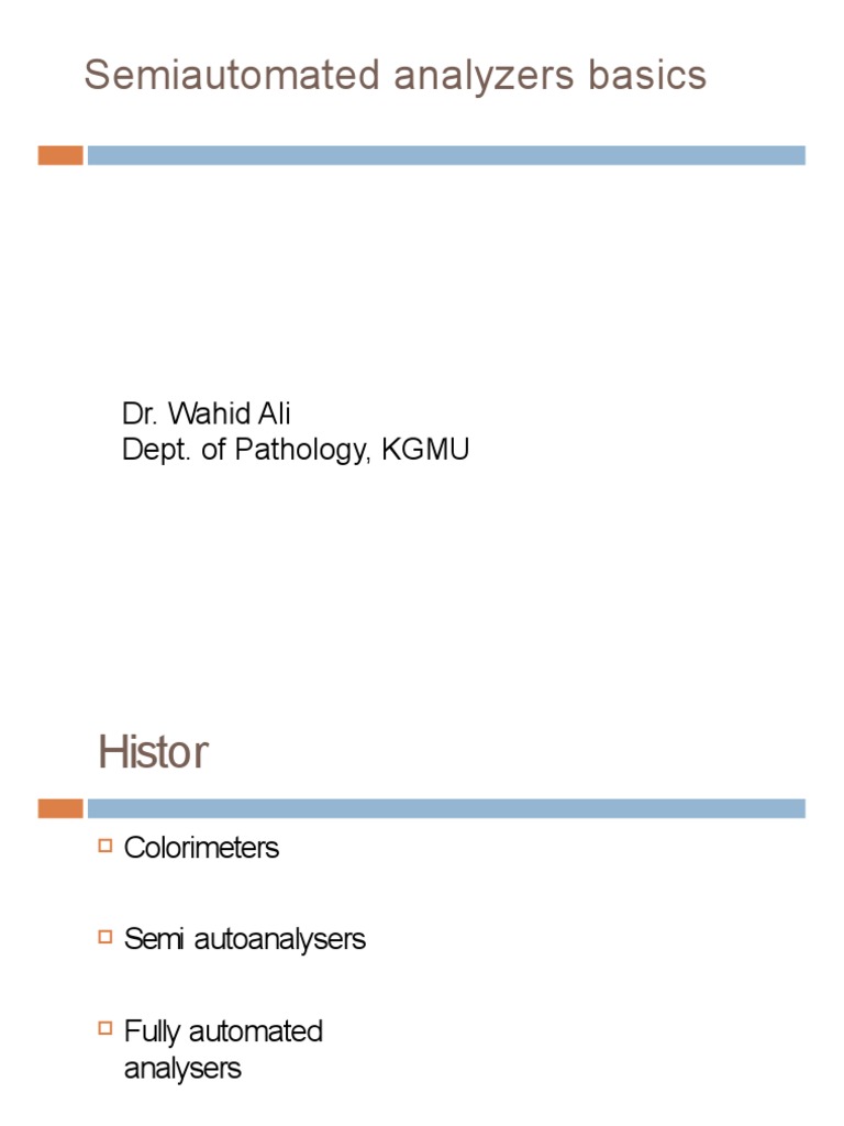 Semiautomated Analyzers Overview | PDF | Calibration | Chemistry