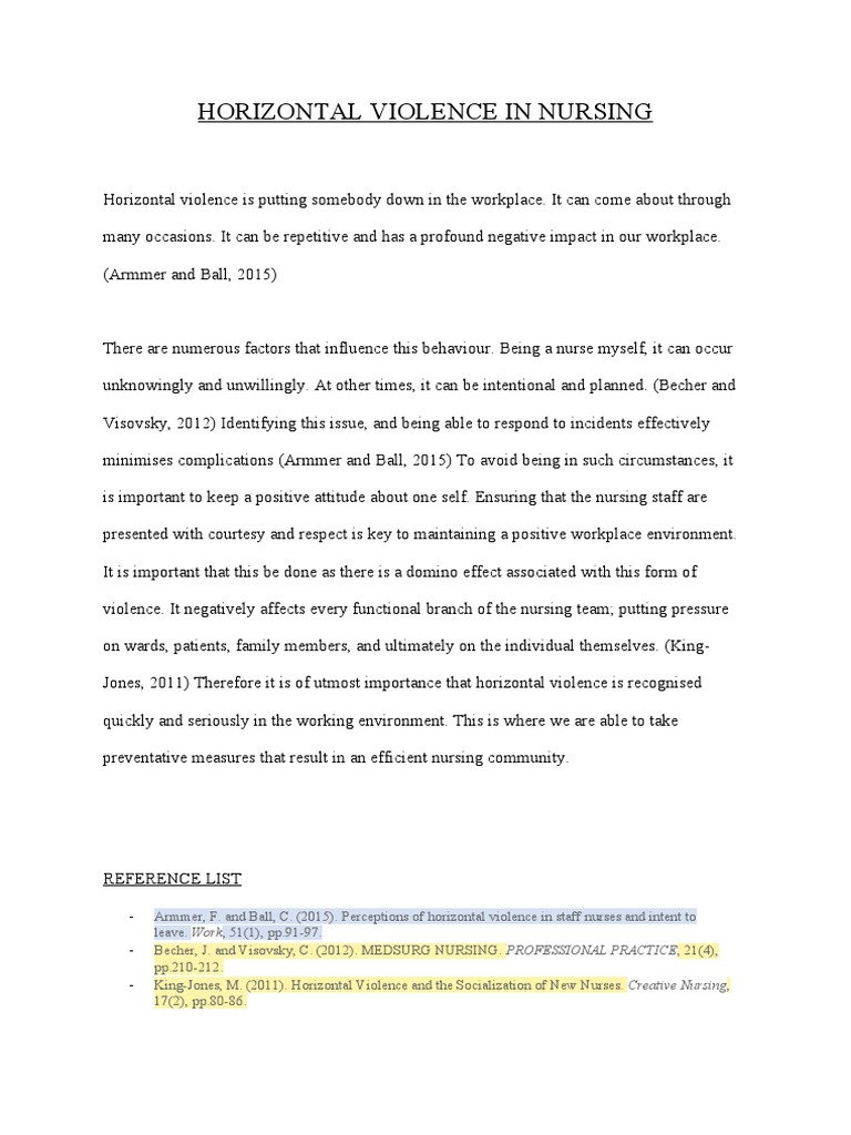 Horizontal Violence in Nursing | PDF | Career & Growth | Social Science