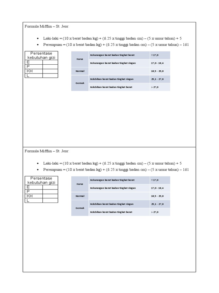 Formula Mifflin | PDF