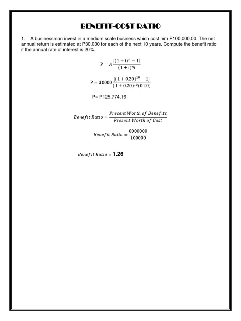 Benefit Cost Ratio Solved Problems | PDF | Interest | Economies