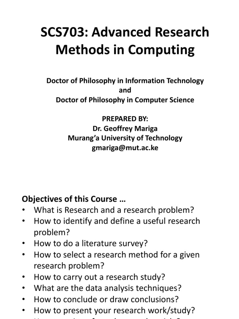 Lecture-1 Introduction To Advanced Research Methods | PDF | Computer ...