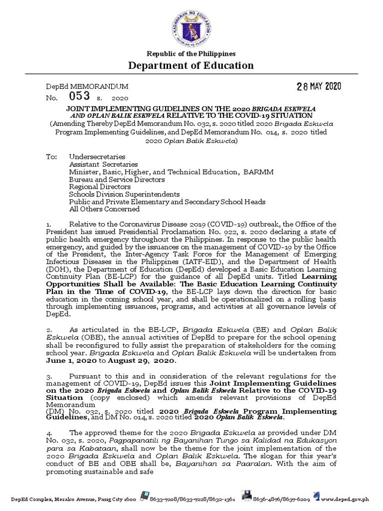 Department of Education: Republic of The Philippines | PDF ...