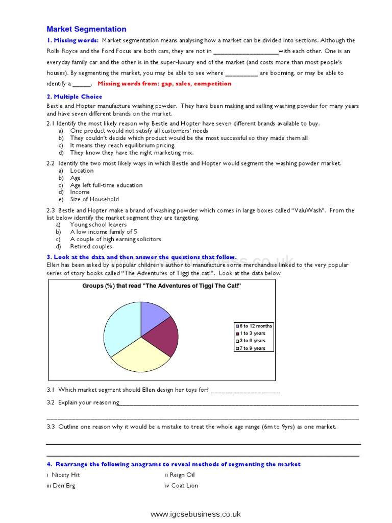 Market - Segments - Activity 1 | PDF | Market Segmentation | Market ...