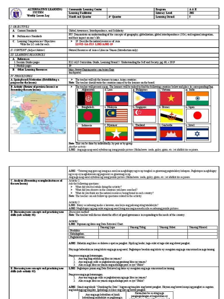 LS5 QTR4 - 19. LS5 - SGJ-Likas Na Yaman (Introduction) | PDF | Asia | Education Theory
