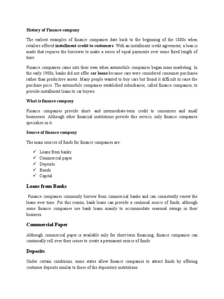 History of Finance Company | PDF | Credit | Finance & Money Management