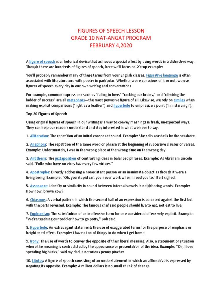 Figures of Speech Lesson | PDF | Poetry | Rhetoric