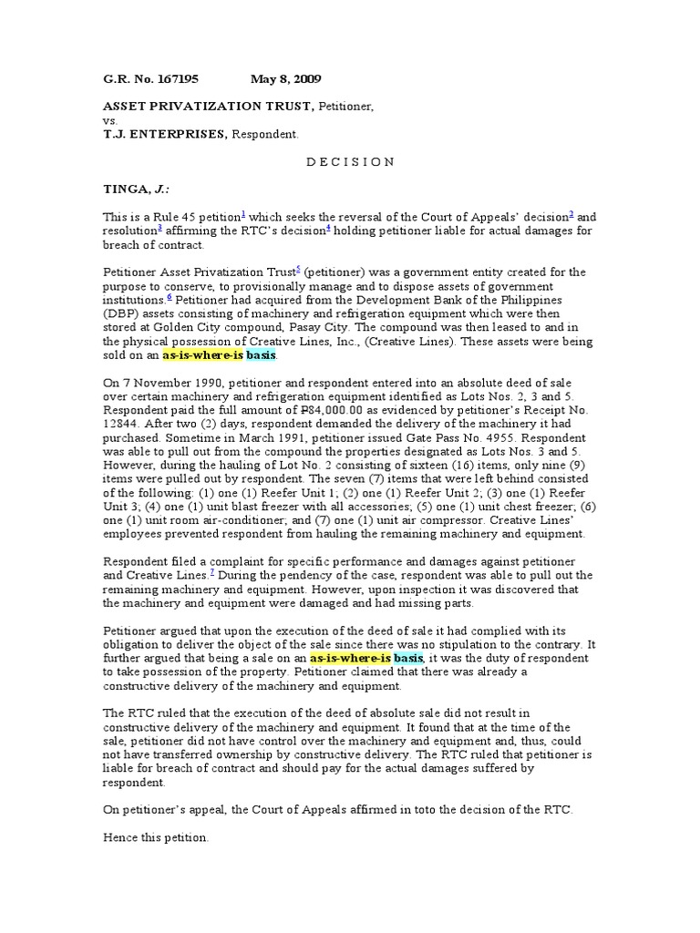 As Is Where Is Basis Definition | PDF | Deed | Damages