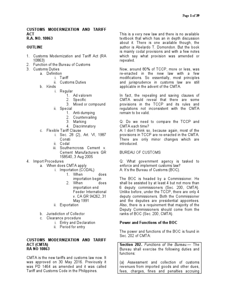 Taxation 2 Notes On CMTA | PDF | Government | Justice