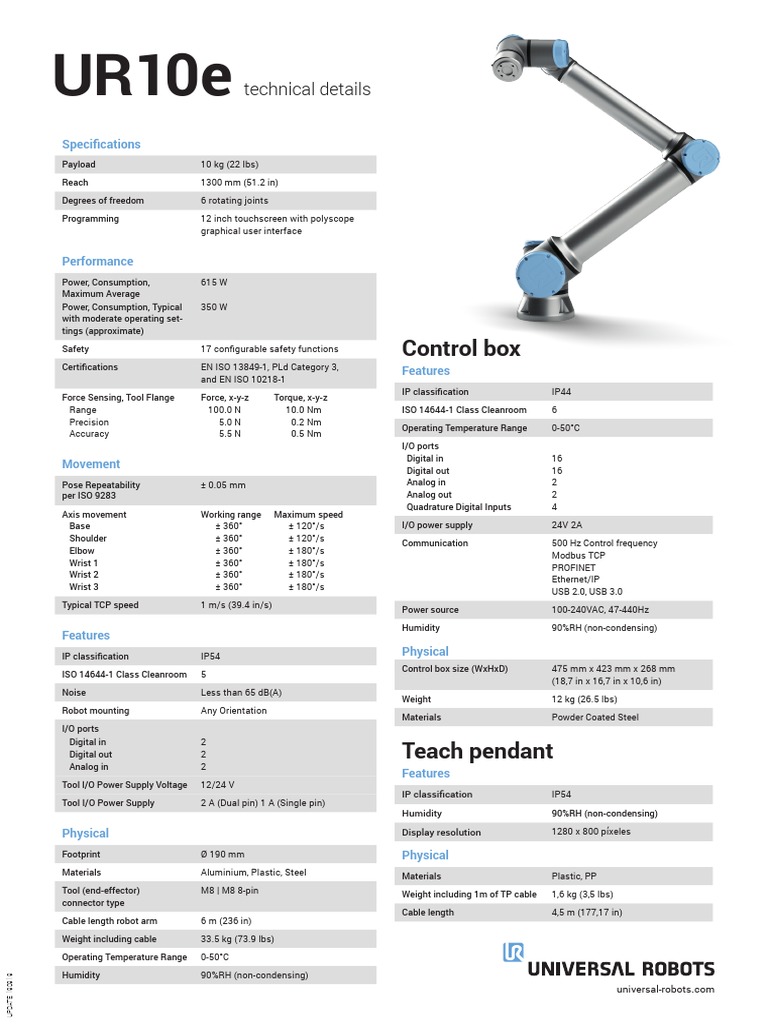 Ur 10 Spec Manual Robot | PDF | Computer Engineering | Manufactured Goods
