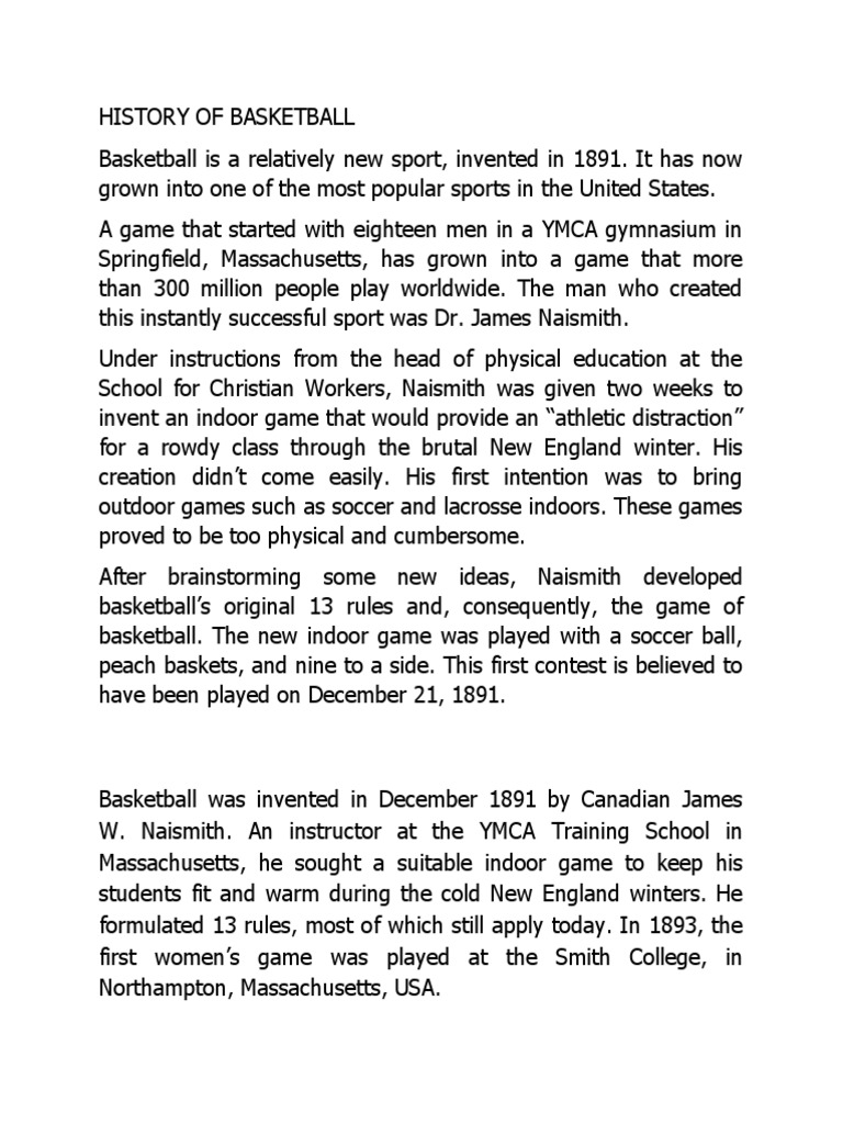 History of Basketball | PDF | Sports | Leisure