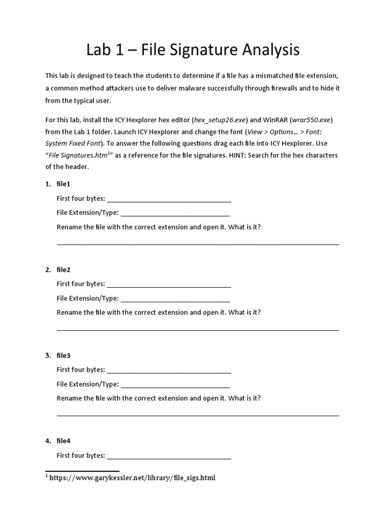 Lab 1 - File Signature Analysis Lab | PDF | Computer File | Information ...