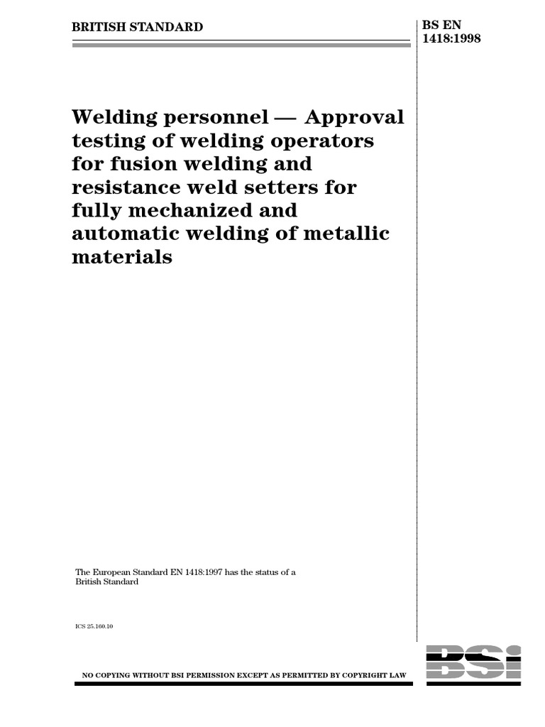 En 1418 Approval Testing For Welding Operators For Fusion Welding For ...