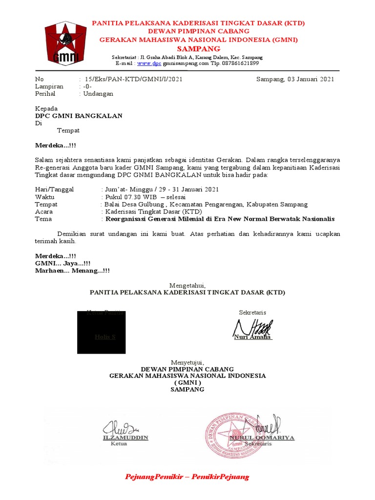 Surat - Undangan - DPC - BANGkalann 15 | PDF