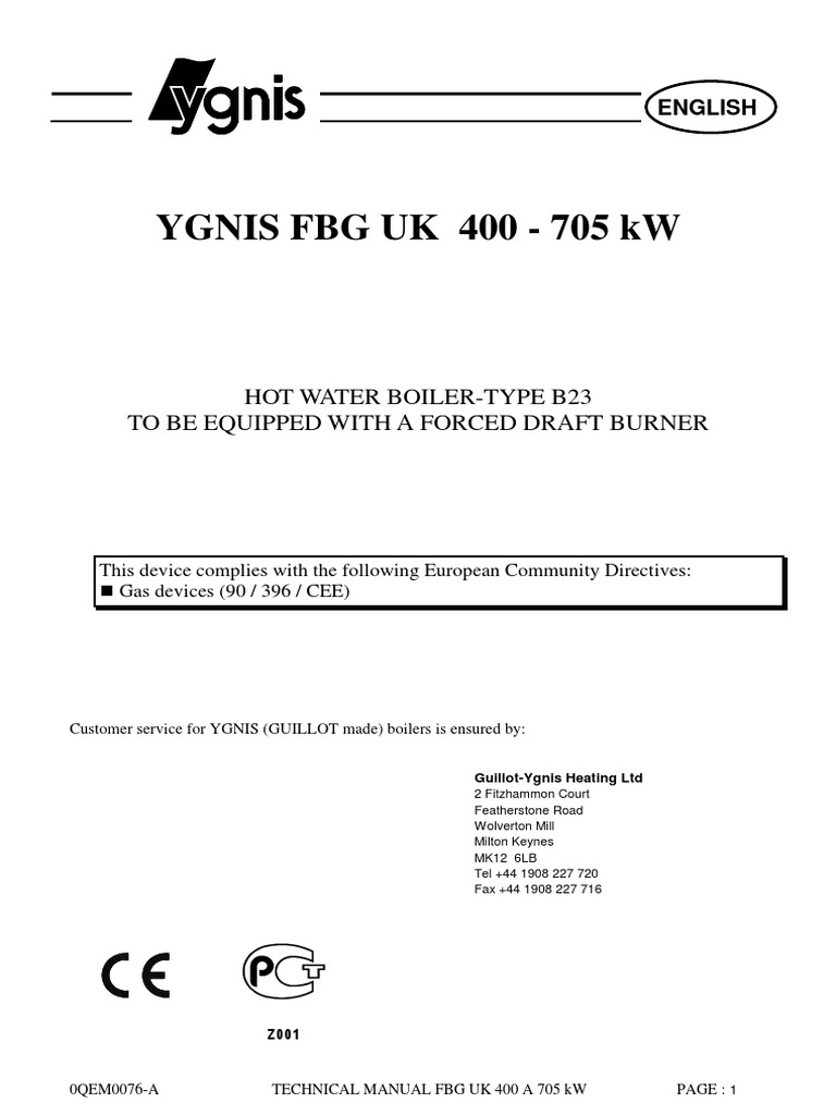 YGNIS FBG UK 400-705 kW Boiler Manual | PDF | Boiler | Valve