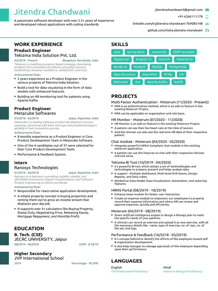 Jitendra Chandwani Resume | PDF | Information Technology Management ...